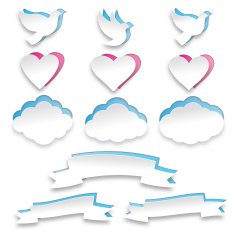 Set of white paper shapes – Doves Hearts Clouds and Scrolls free image ...