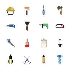 Construction Tools Pixel Icons free image download
