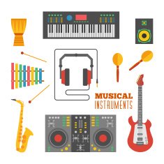Musical instruments flat icons N2 free image download