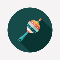Retro rattle flat round icon with long shadows free image download
