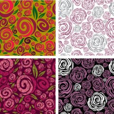 Vector set of seamless grunge rose patterns free image download