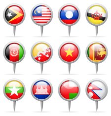 Round flag pins - Asia N2 free image download