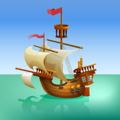 Wooden cartoon ship Vector illustration free image download