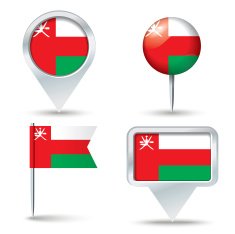 Map pins with flag of Oman free image download