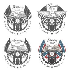 Set of vintage motorcycle emblems and design elements free image download