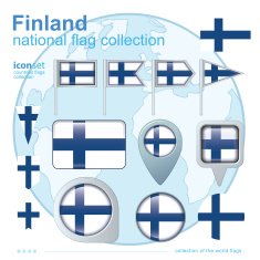 Flag of Finland icon collection vector illustration free image download