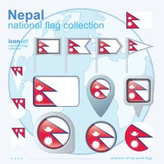 Flag of Nepal icon collection vector illustration free image download