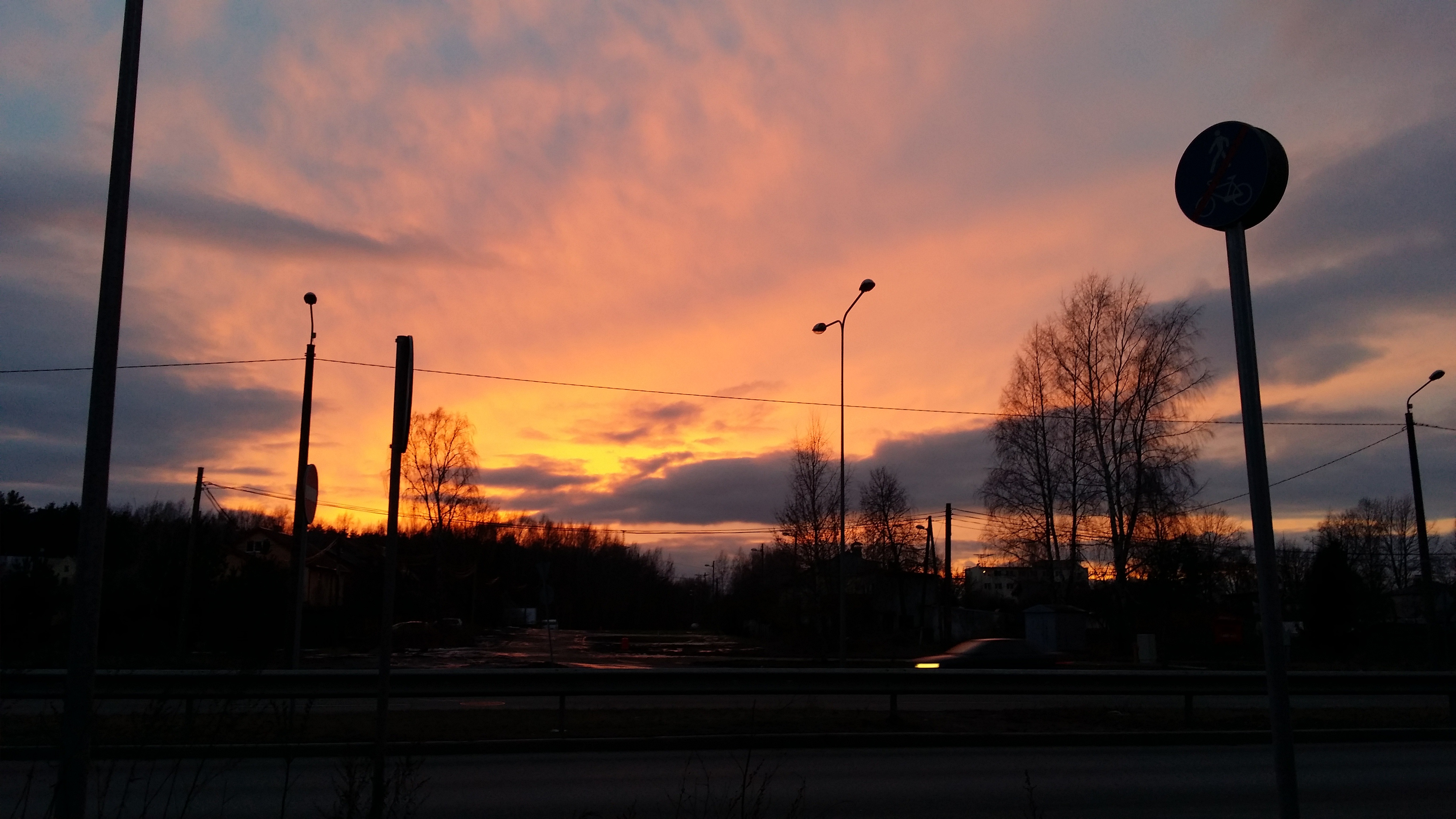 Purple dawn over the highway free image download