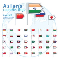 Set of Asian flags vector illustration N4 free image download