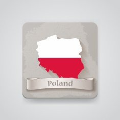 Icon of Poland map with flag Vector illustration free image download