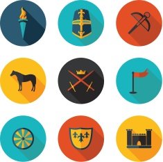 Flat icons of the middle ages free image download
