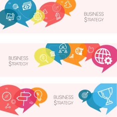 Business Strategy Banners And Relevant Icon Set N7 free image download