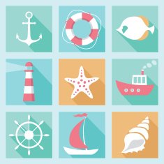 Flat marine icons set free image download