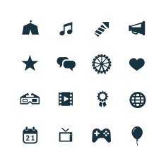 Entertainment icons set free image download