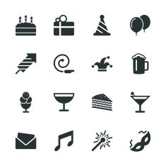 Birthday Celebrations Party Silhouette Icons free image download