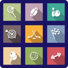 Colorful flat sporting icons free image download
