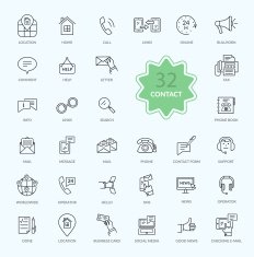 Thin Lines Icons of Contact free image download