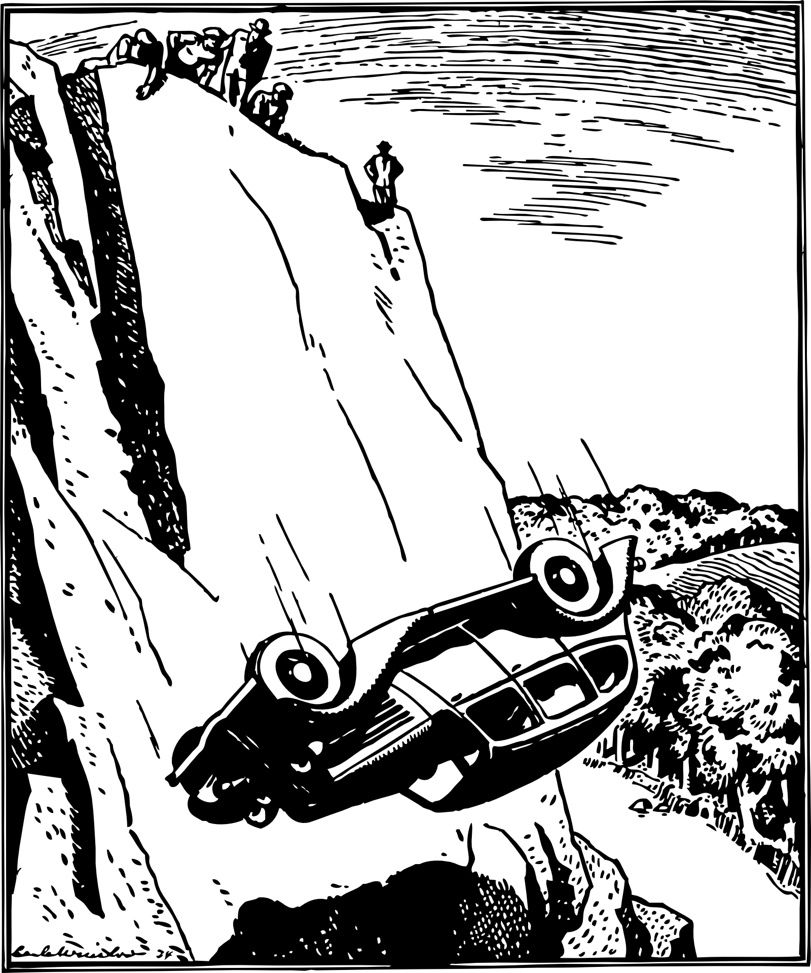 Car falling from a Cliff free image download