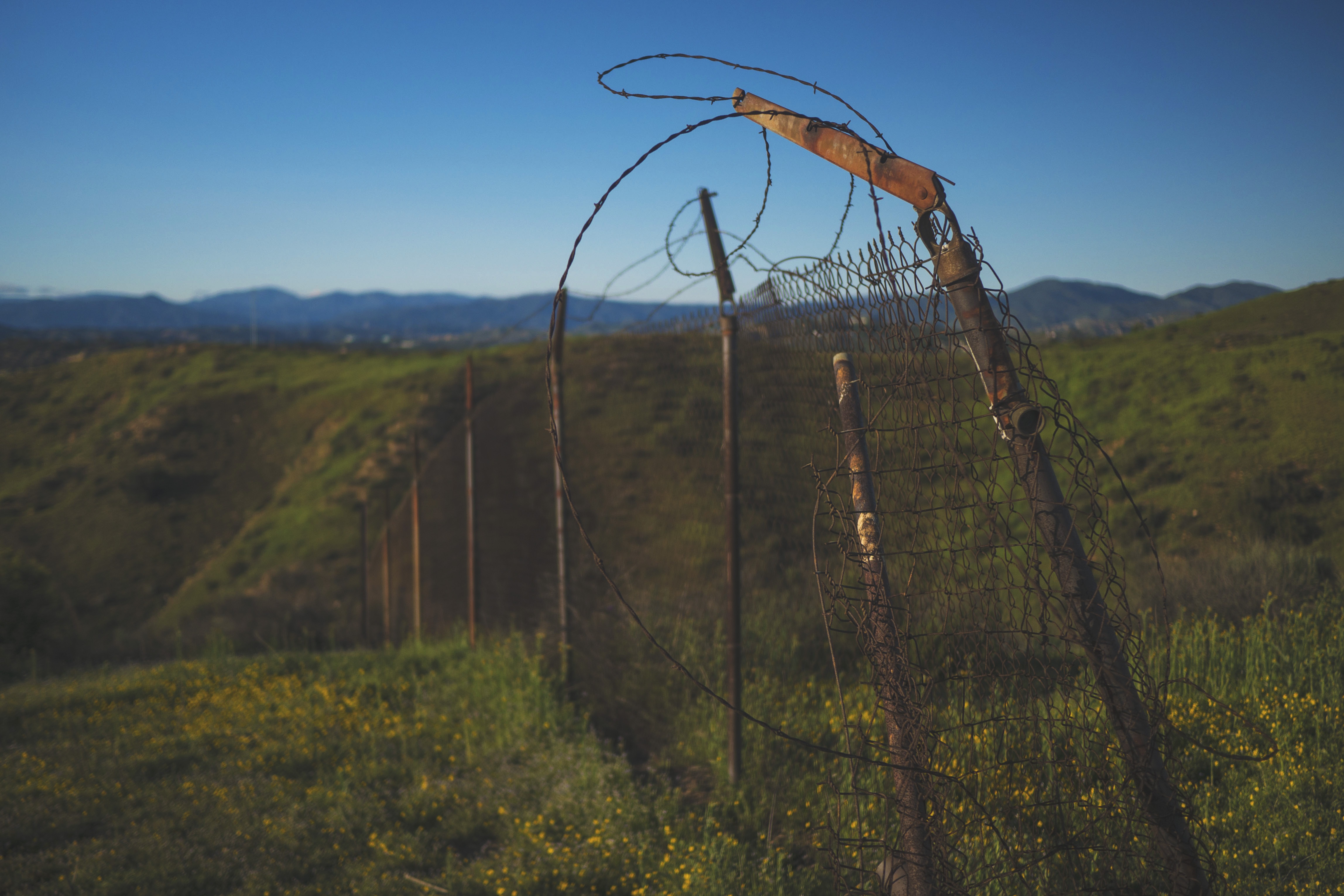 Landscape of fence on a field free image download