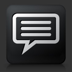 Black Square Button with Chatbubble Icon free image download