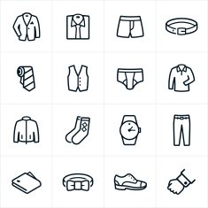 Mens Formal Wear Icons - Line Style N2 free image download