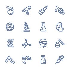 Set of blue science-related icons N2 free image download