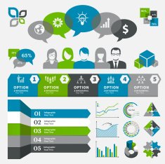 Infographic elements in blue green and gray free image download