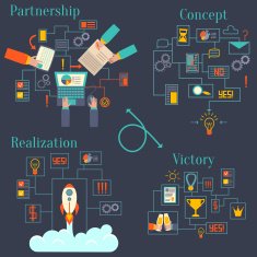 Business infographics partnership concept realization victory free ...