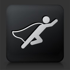 Black Square Button with Businessman Superhero free image download