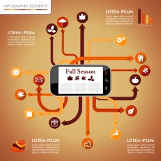 Autumn concept fall season infographics elements mobile app template ...