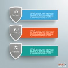 3 Colored Banners Protection Shields free image download