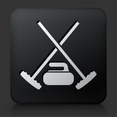 Black Square Button with Curling Gear free image download