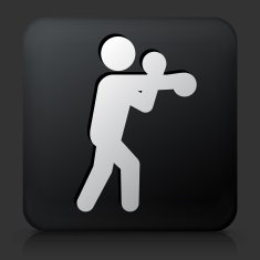 Black Square Button with Boxing Icon free image download