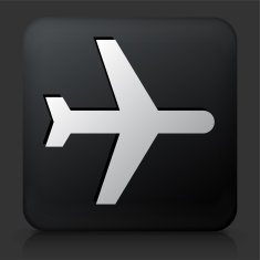 Black Square Button with Airplane Icon N3 free image download