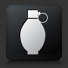Black Square Button with Hand Grenade free image download