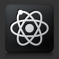 Black Square Button with Atom Icon free image download