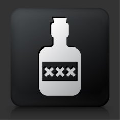 Black Square Button with Pirate Rum Icon free image download