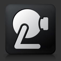 Black Square Button with Webcam Icon free image download