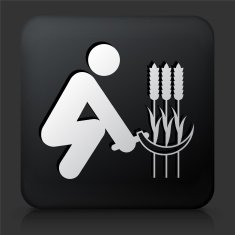 Black Square Button with Stick Figure Harvesting Crops free image download