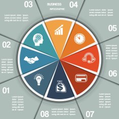 Infographic Pie chart template eight positions N2 free image download