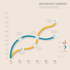 Modern vector abstract line chart infographic elements free image download