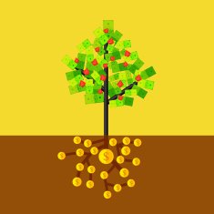 Money tree Flat vector illustration free image download