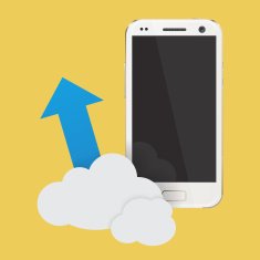 Mobile cloud with cell phone and upload symbol free image download