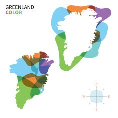 Abstract vector color map of Greenland with transparent paint effect ...
