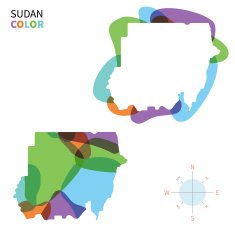 Abstract vector color map of Sudan with transparent paint effect free ...