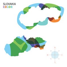 Abstract vector color map of Slovakia with transparent paint effect ...