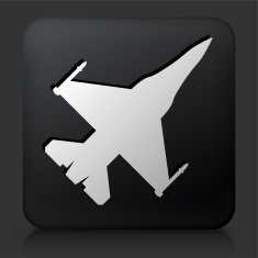 Black Square Button with Jet Icon free image download