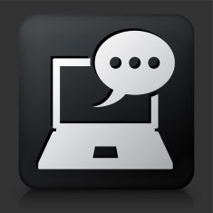 Black Square Button with Laptop Communication Icon free image download