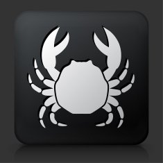 Black Square Button with Crab Icon free image download