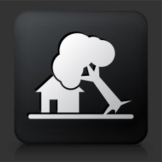 Black Square Button with Falling Tree on House free image download